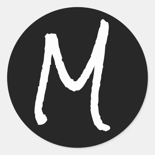 Letter M Black Rock Salt Alphabet by Janz Classic Round Sticker | Zazzle