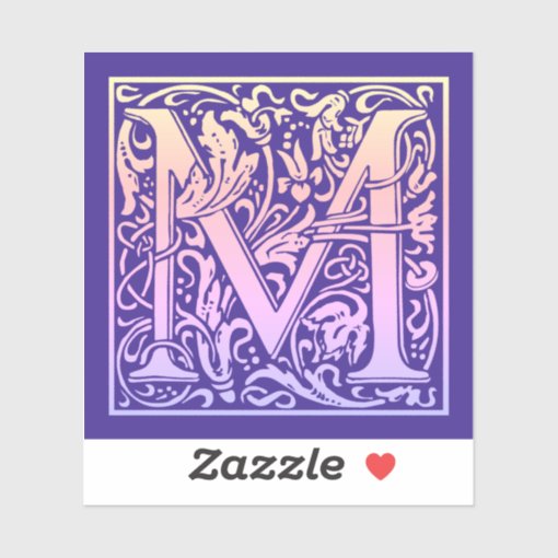 Letter M Colorful Vintage First Letter Gradient Sticker | Zazzle