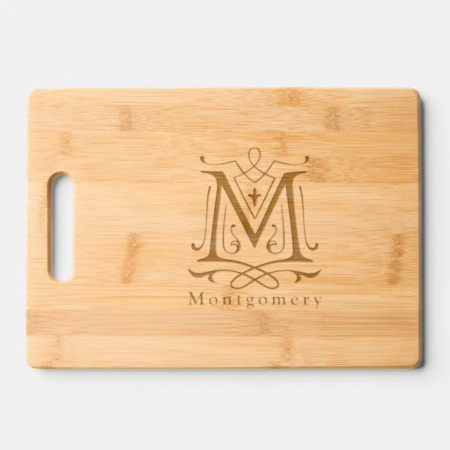 Letter M Elegant Monogram Personalized Name Engraved Cutting Board | Zazzle