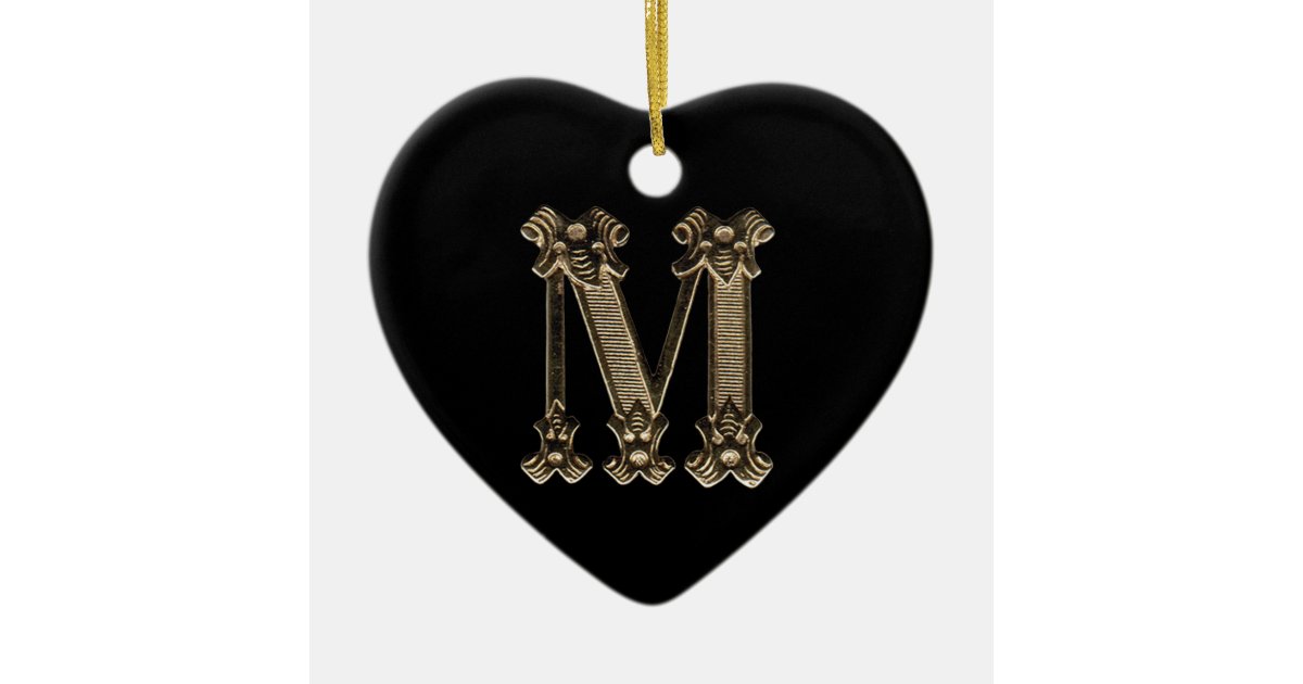 Letter M Initial Heart Shaped Ornament | Zazzle