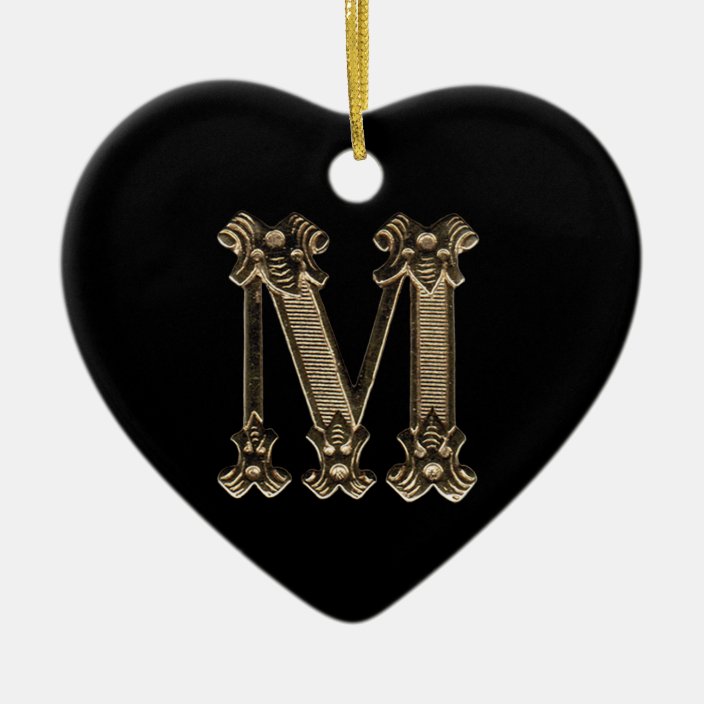 Letter M Initial Heart Shaped Ornament | Zazzle.com