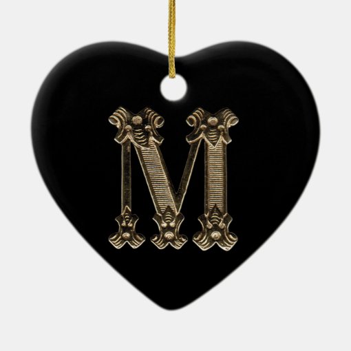 Letter M Initial Heart Shaped Ornament | Zazzle