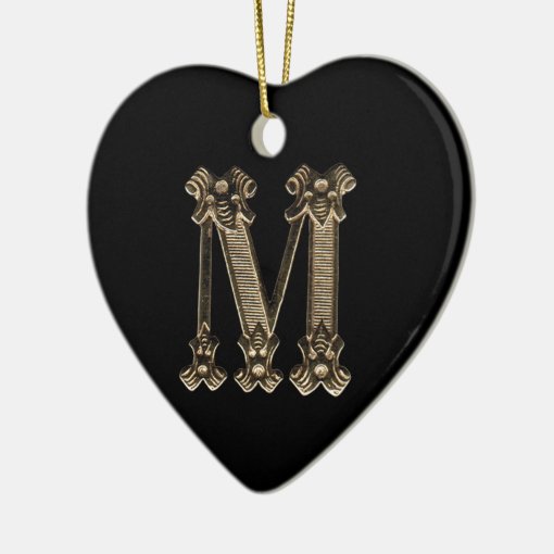 Letter M Initial Heart Shaped Ornament | Zazzle