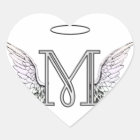 Letter M Angel Monogram Classic Round Sticker | Zazzle.com