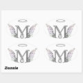 Letter M Initial Monogram with Angel Wings & Halo Oval Sticker | Zazzle