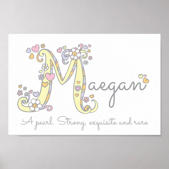Letter M Maegan initial doodle art name meaning Poster | Zazzle