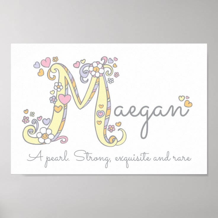 Letter M Maegan initial doodle art name meaning Poster | Zazzle