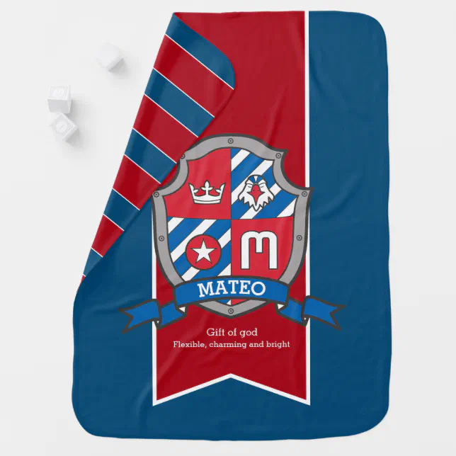 Letter M Mateo name meaning red knights shield Baby Blanket | Zazzle