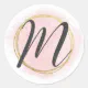 Letter M Monogram Blush Pink Watercolor Gold Chic Classic Round Sticker ...