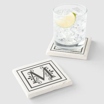 Letter M Monogram Stone Coasters | Zazzle