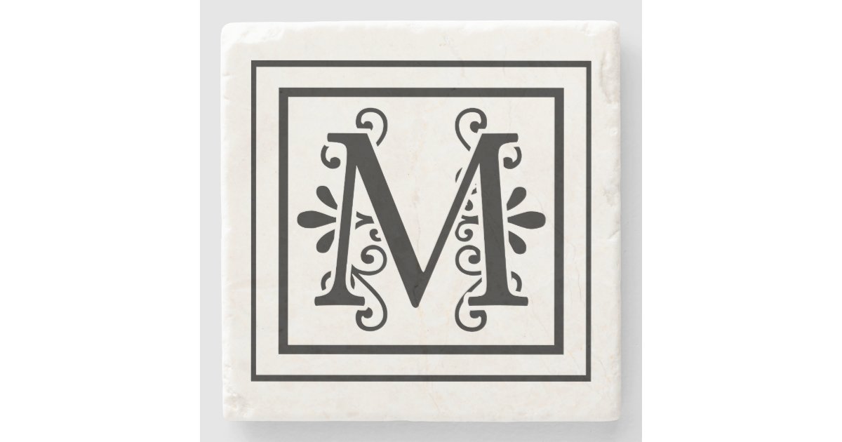 Letter M Monogram Stone Coasters | Zazzle