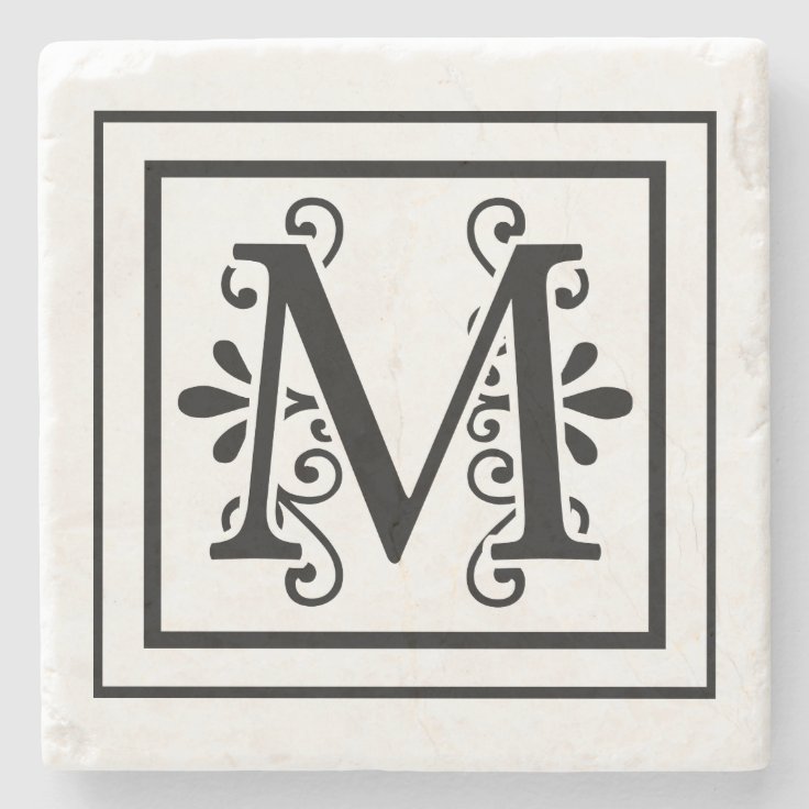 Letter M Monogram Stone Coasters | Zazzle