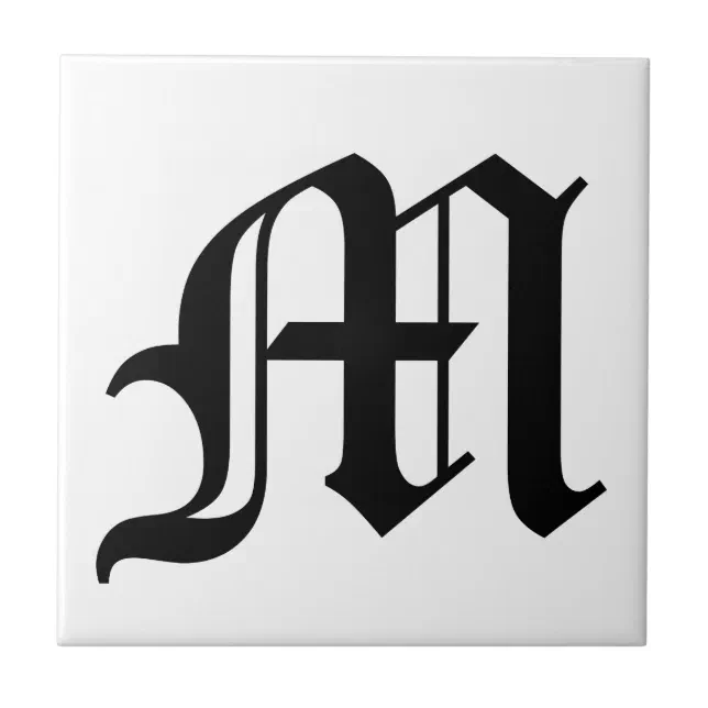 Letter M Old English Text on White Background Tile | Zazzle