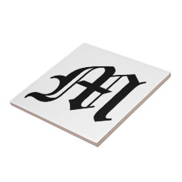 Letter M Old English Text on White Background Tile | Zazzle