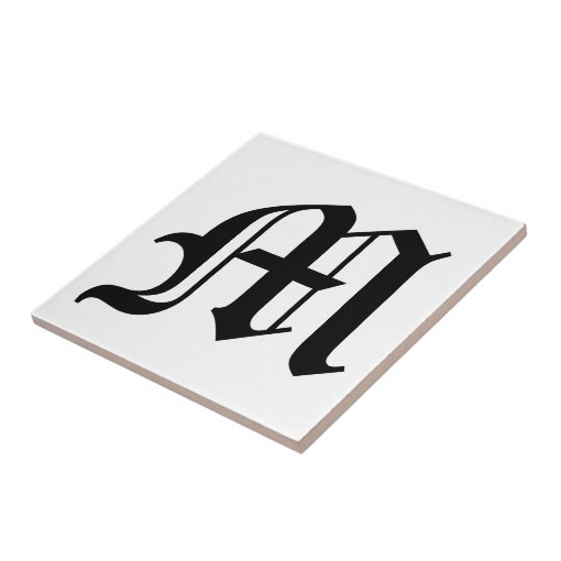 Letter M Old English Text on White Background Tile | Zazzle