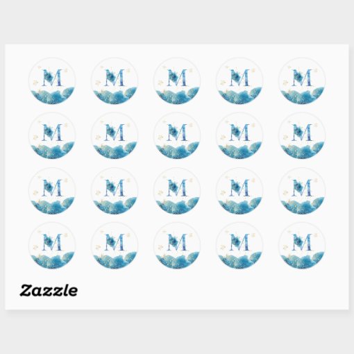 LETTER M - Sea Ocean Beach Envelope Sticker | Zazzle