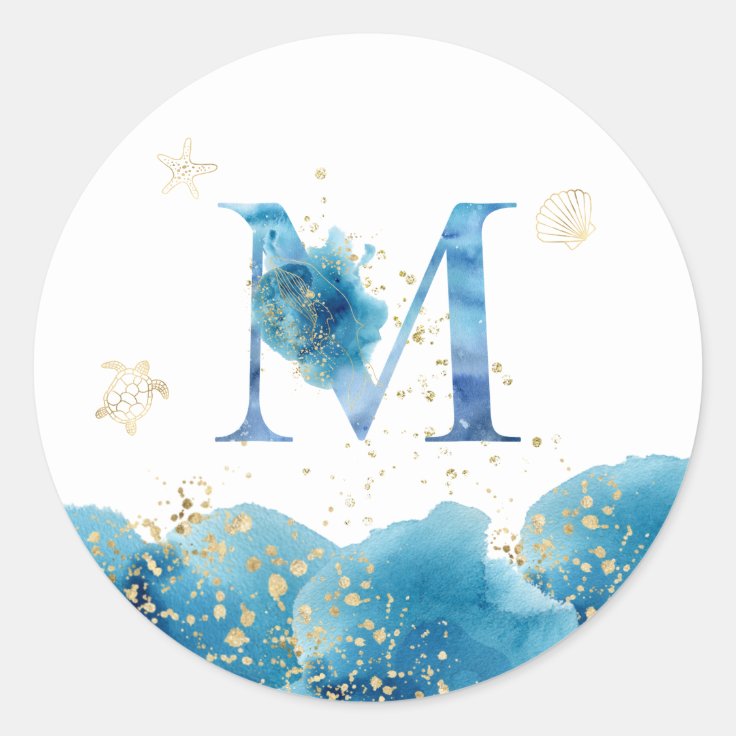LETTER M - Sea Ocean Beach Envelope Sticker | Zazzle