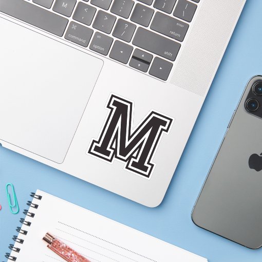 Letter M sporty college font alphabet Sticker | Zazzle