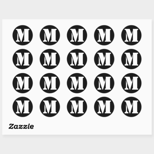Letter M Stencil Alphabet by Janz Black Classic Round Sticker | Zazzle