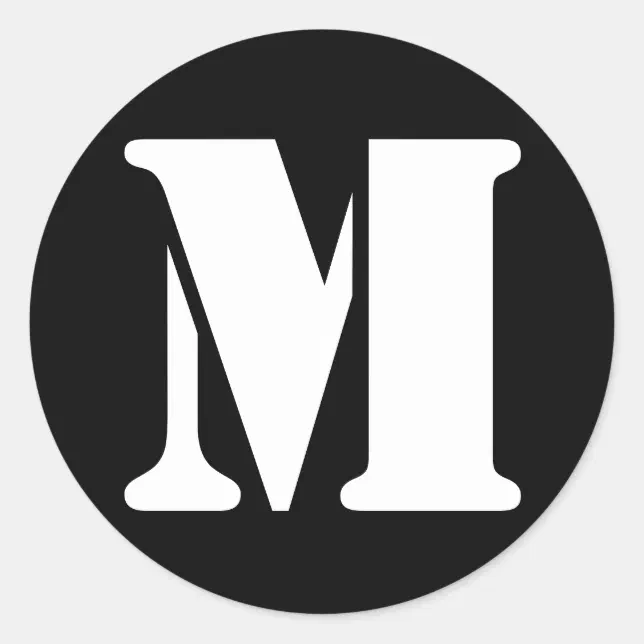 Letter M Stencil Alphabet by Janz Black Classic Round Sticker | Zazzle