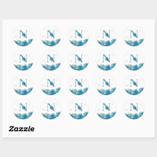 LETTER N - Sea Ocean Beach Envelope Sticker | Zazzle