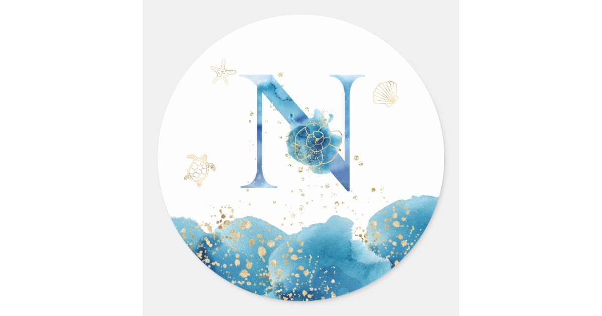 LETTER N - Sea Ocean Beach Envelope Sticker | Zazzle