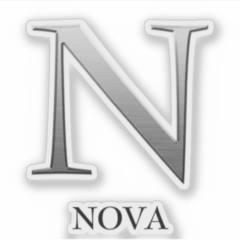 Letter N Two-Tone Silver Gray and Name Sticker | Zazzle