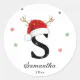 Letter Name Santa Hat | Monogram | Custom Initial Classic Round Sticker ...