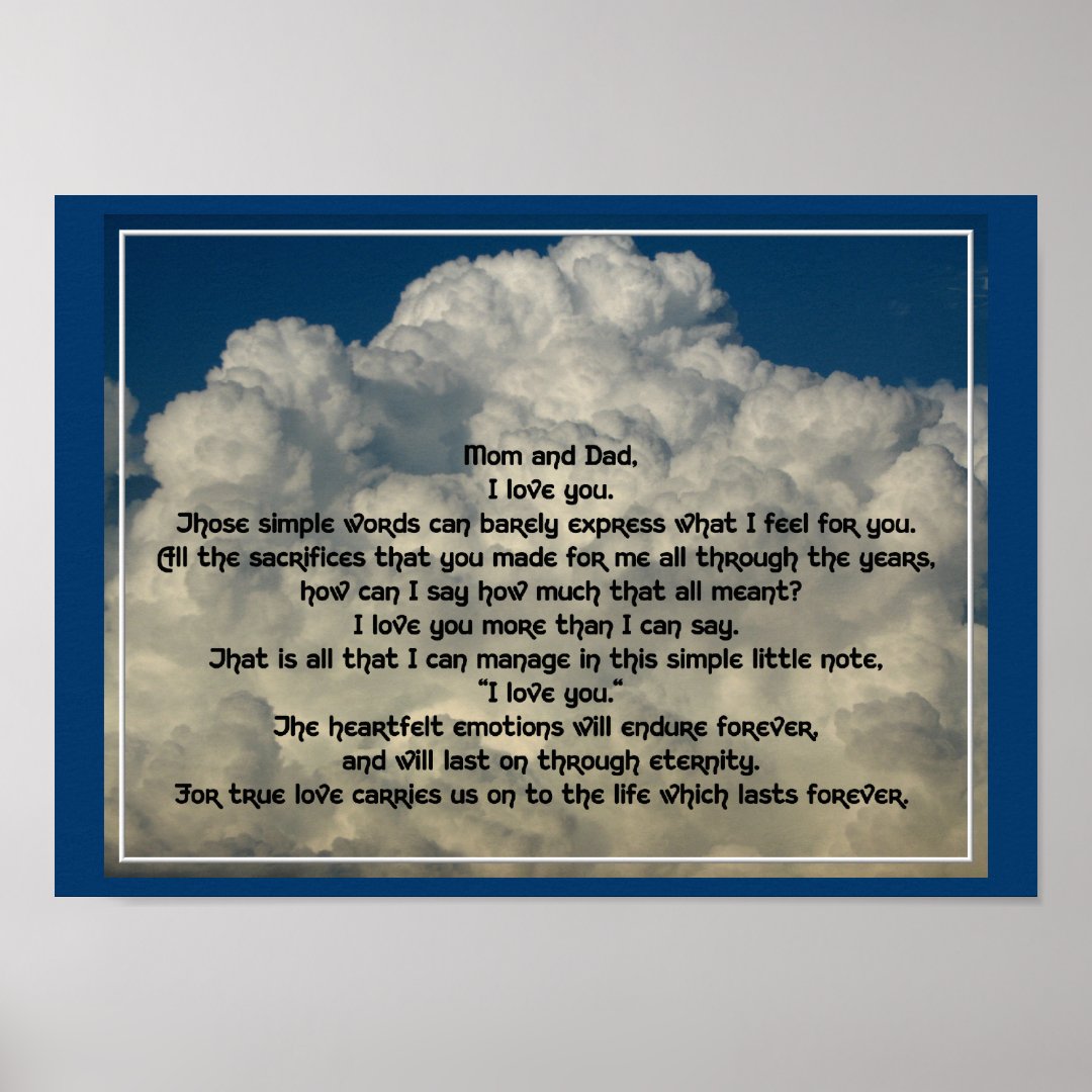 Letter of love to parents poster | Zazzle