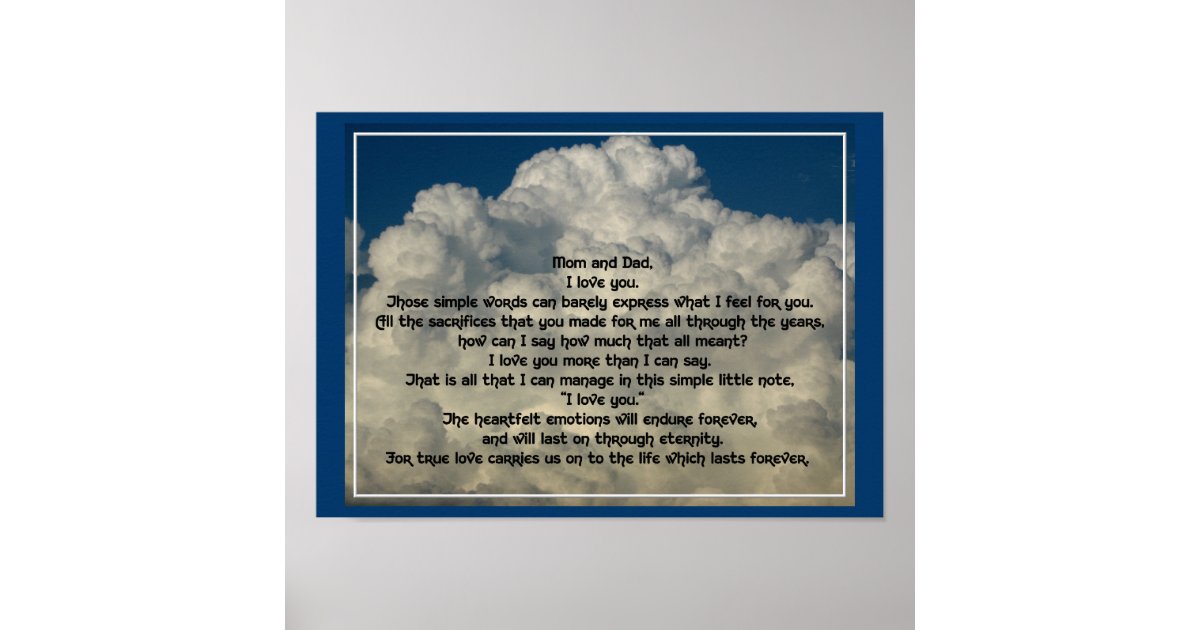 Letter of love to parents poster | Zazzle.com