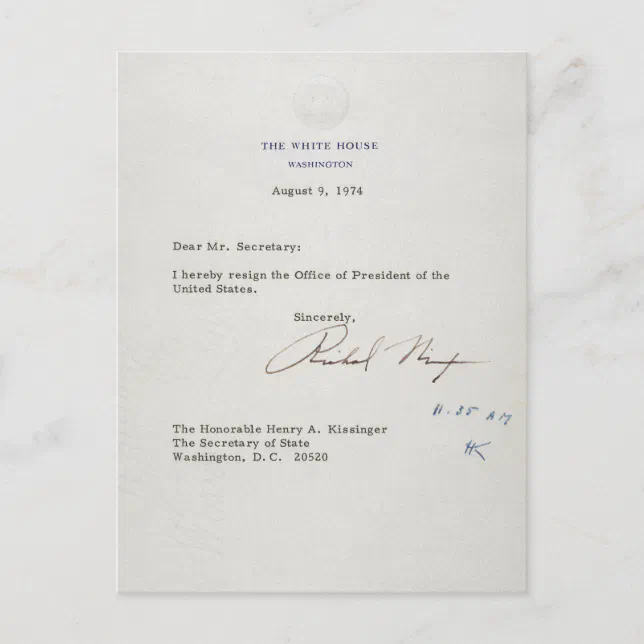 Letter of Resignation of Richard M. Nixon 1974 Postcard | Zazzle