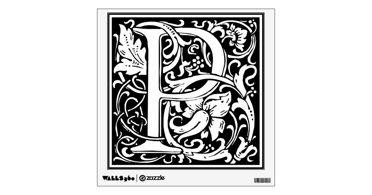 Letter P Medieval Monogram Vintage Initial Wall Sticker | Zazzle