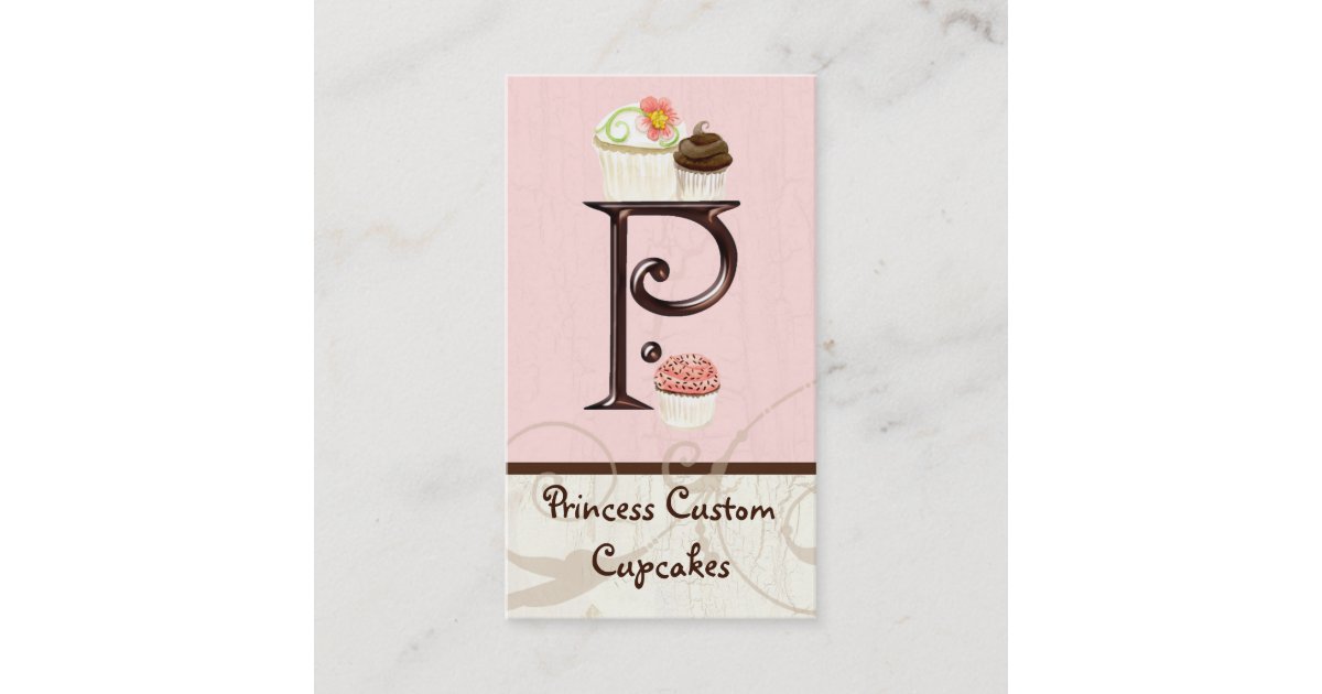 Letter P Monogram Dessert Bakery Business Cards | Zazzle