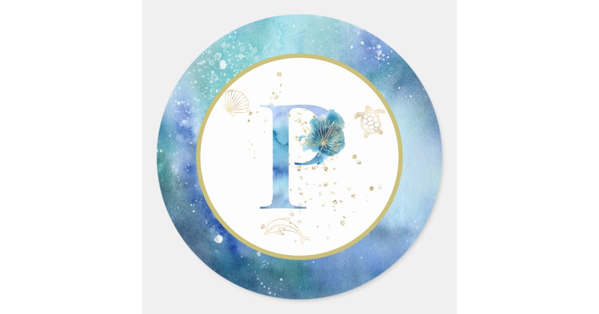 LETTER P - Nautical Beach Envelope Sticker | Zazzle