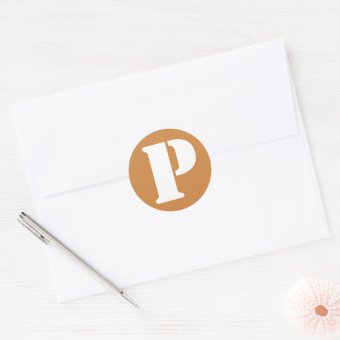 Letter P Peru Gold Stencil Alphabet by Janz Classic Round Sticker | Zazzle