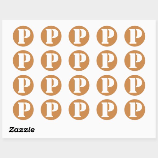 Letter P Peru Gold Stencil Alphabet by Janz Classic Round Sticker | Zazzle