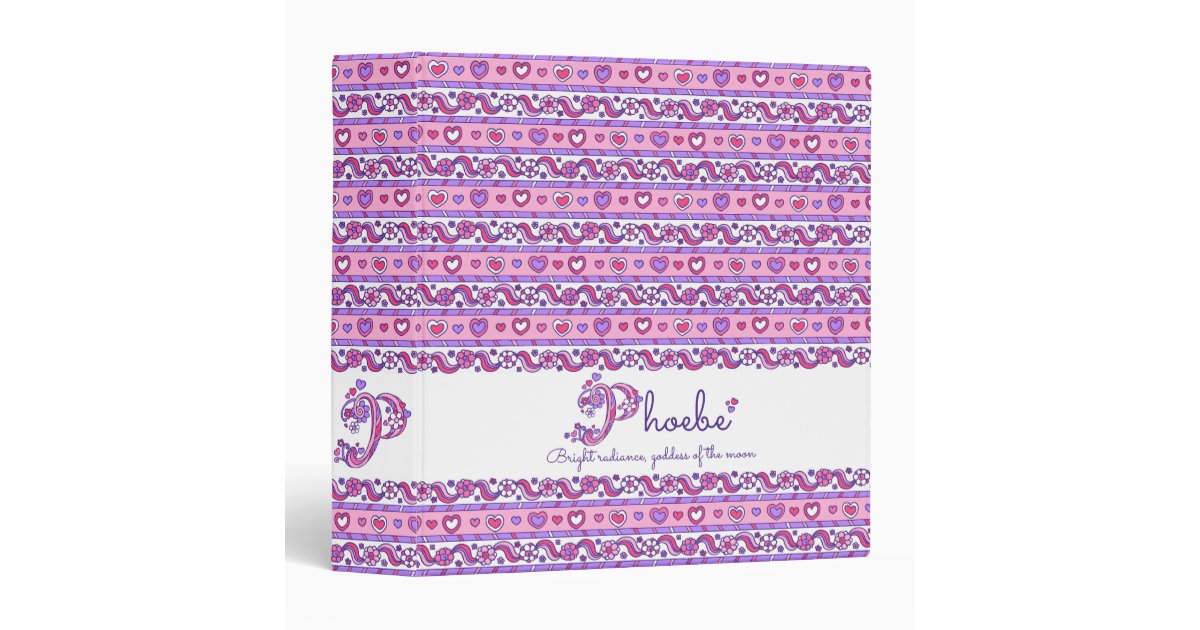 Letter P Phoebe hearts flowers doodle name 3 Ring Binder | Zazzle