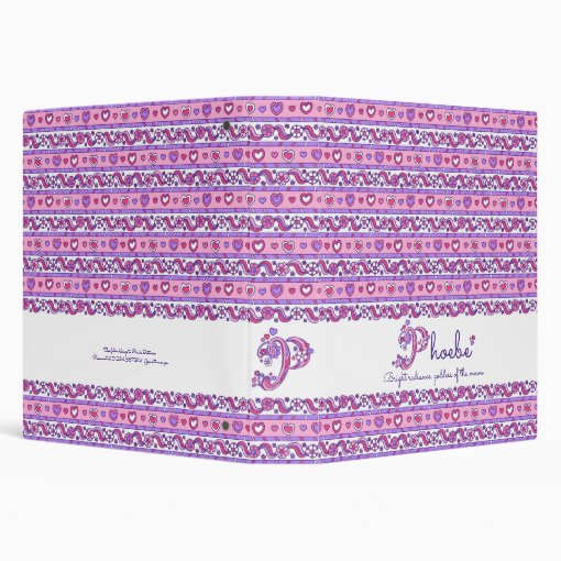 Letter P Phoebe hearts flowers doodle name 3 Ring Binder | Zazzle