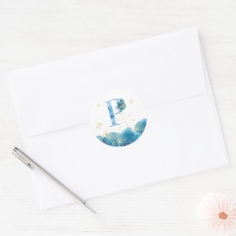 LETTER P - Sea Ocean Beach Envelope Sticker | Zazzle