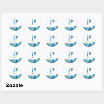 LETTER P - Sea Ocean Beach Envelope Sticker | Zazzle