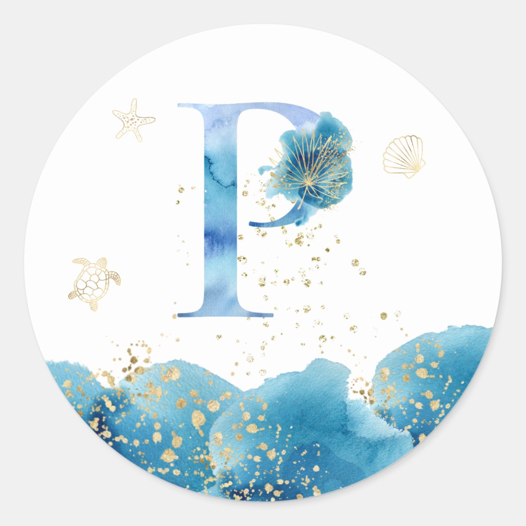 LETTER P - Sea Ocean Beach Envelope Sticker | Zazzle