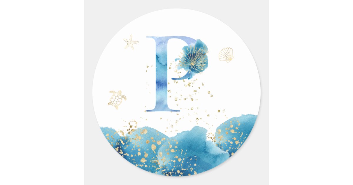 LETTER P - Sea Ocean Beach Envelope Sticker | Zazzle
