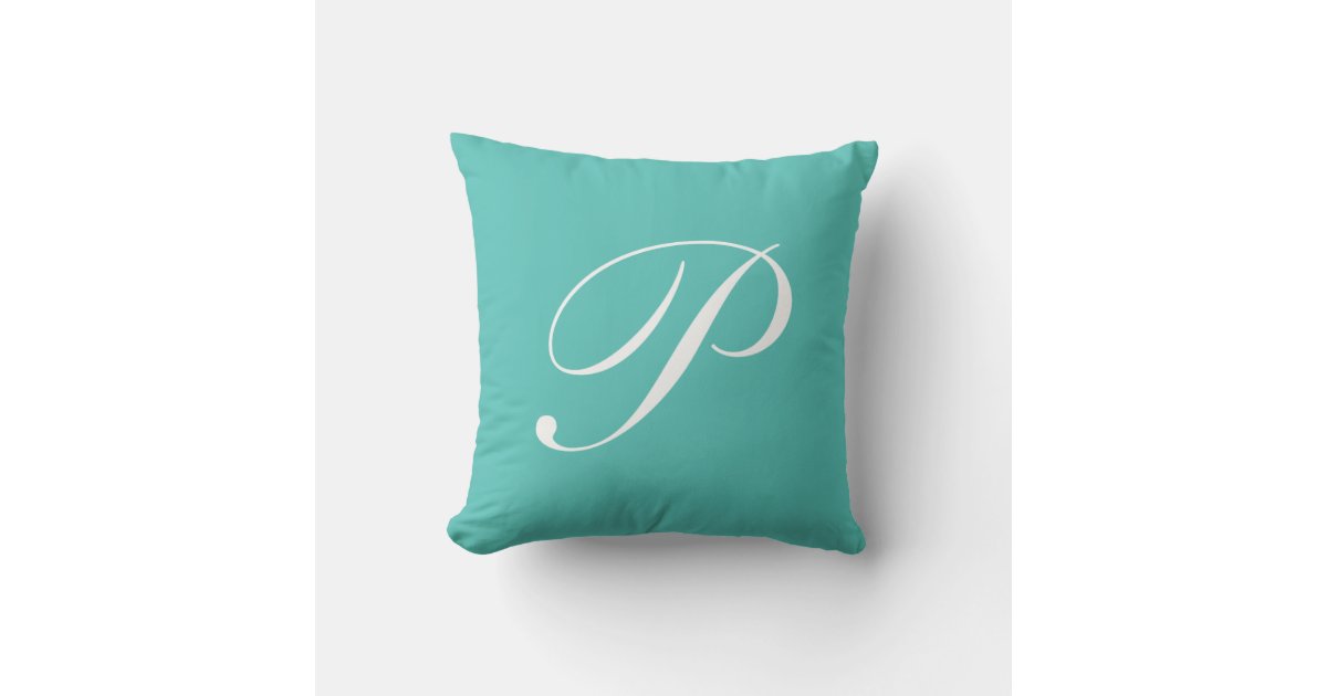 Letter P Turquoise Monogram Pillow | Zazzle