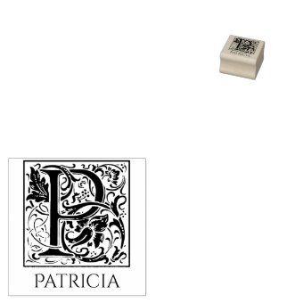 Letter P Vintage First Letter Personalized Rubber Stamp | Zazzle