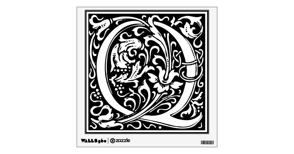 Letter Q Medieval Monogram Art Nouveau Wall Decal | Zazzle