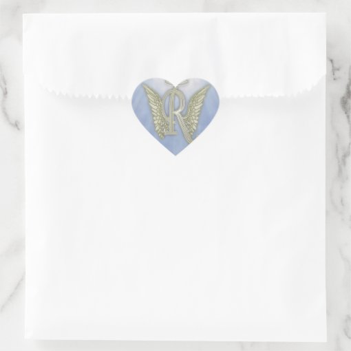Letter R Angel Monogram Heart Sticker | Zazzle