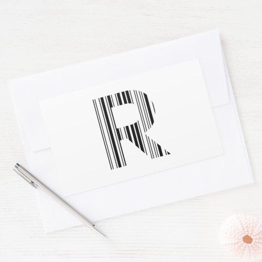 LETTER R BAR CODE First Initial Barcode Pattern Rectangular Sticker ...