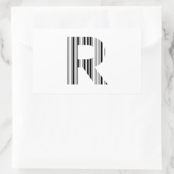 LETTER R BAR CODE First Initial Barcode Pattern Rectangular Sticker ...