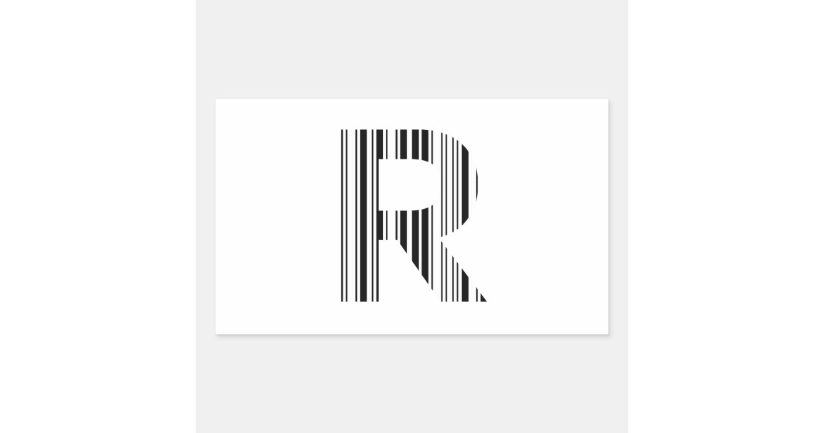 LETTER R BAR CODE First Initial Barcode Pattern Rectangular Sticker ...