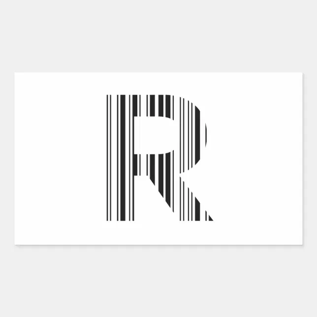 LETTER R BAR CODE First Initial Barcode Pattern Rectangular Sticker ...
